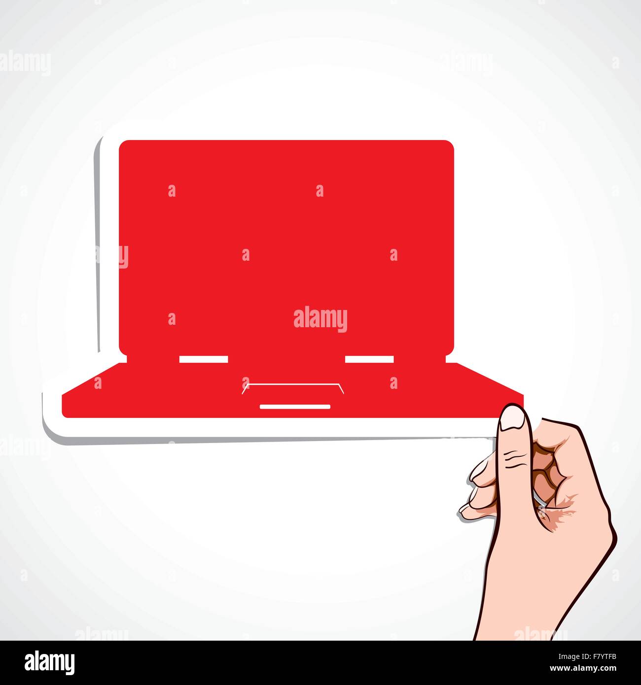 red laptop sticker in hand Stock Vector Image & Art - Alamy