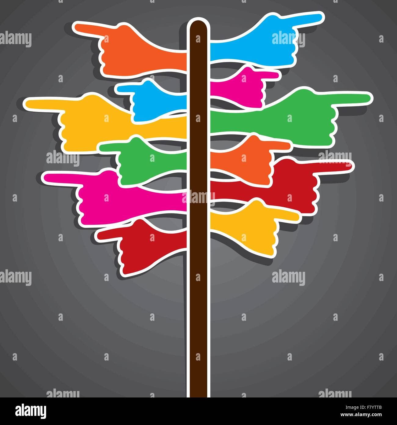 colorful hand pointing different direction stock vector Stock Vector ...
