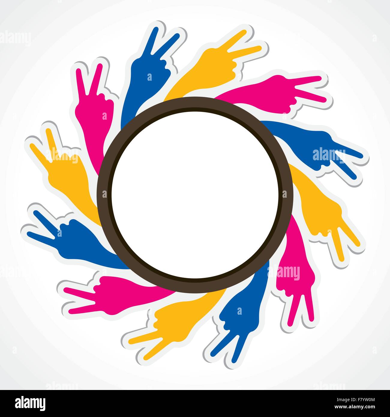 hand show victory sign arrange in round shape stock vector Stock Vector ...