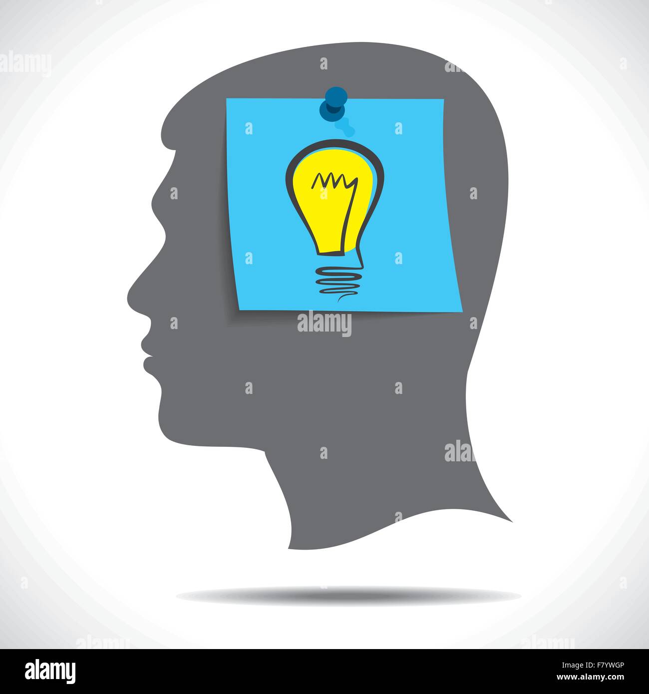 new idea bulb paper note in human head Stock Vector Image & Art - Alamy