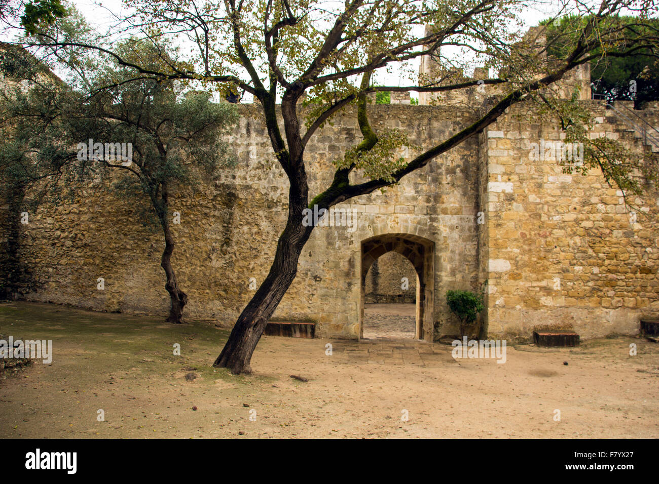 old brick wall in lisbon Stock Photo - Alamy