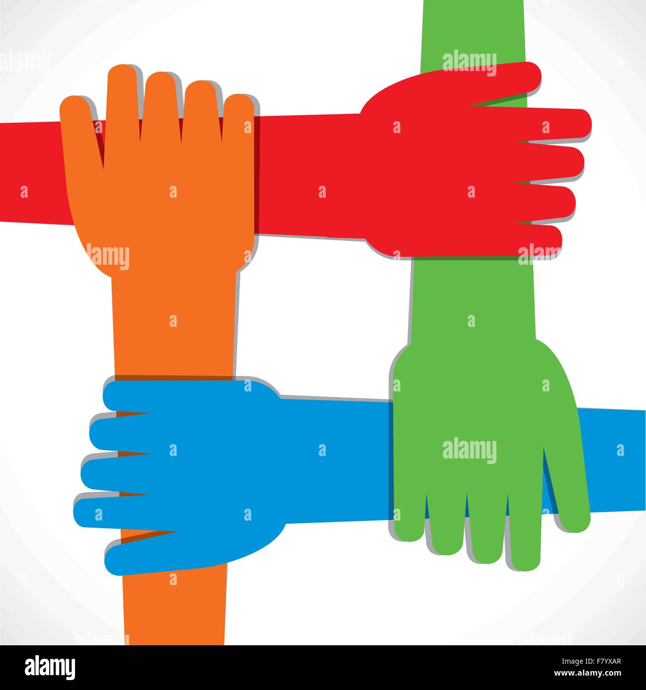 four hand join each other stock vector Stock Vector Image & Art - Alamy