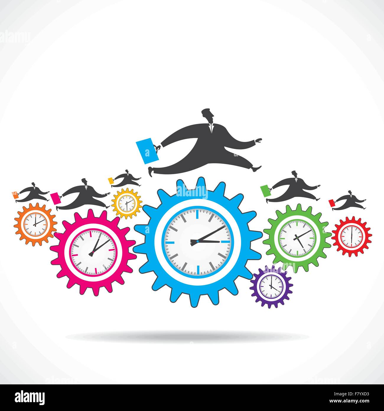 colorful gear clock run over businessmen stock vector Stock Vector ...