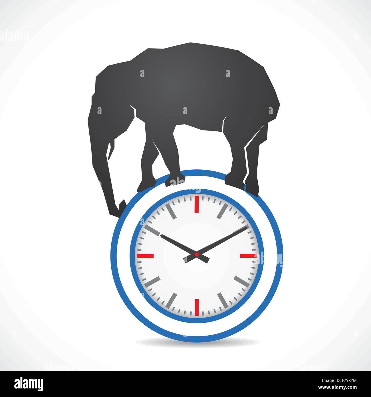 very difficult time concept show elephant on clock Stock Vector Image ...