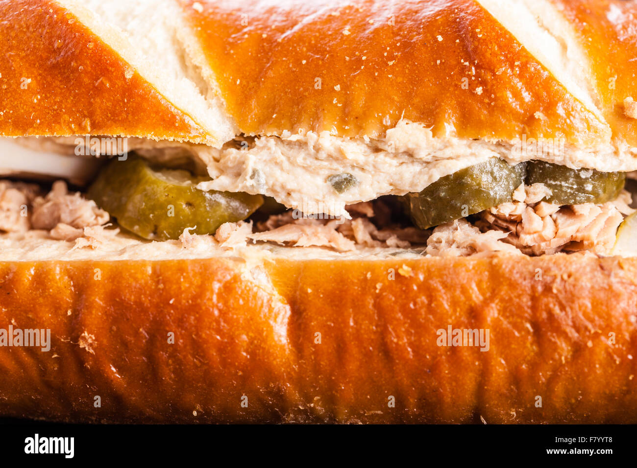 studio shot of a delicious tuna sub sandwich with cucumbers Stock Photo ...
