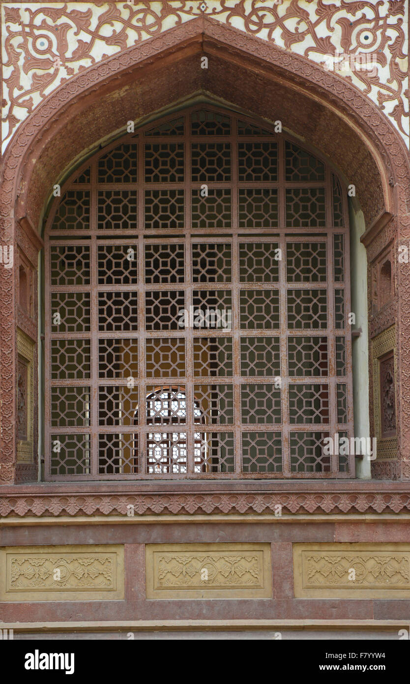 A Carved sandstone window Stock Photo - Alamy