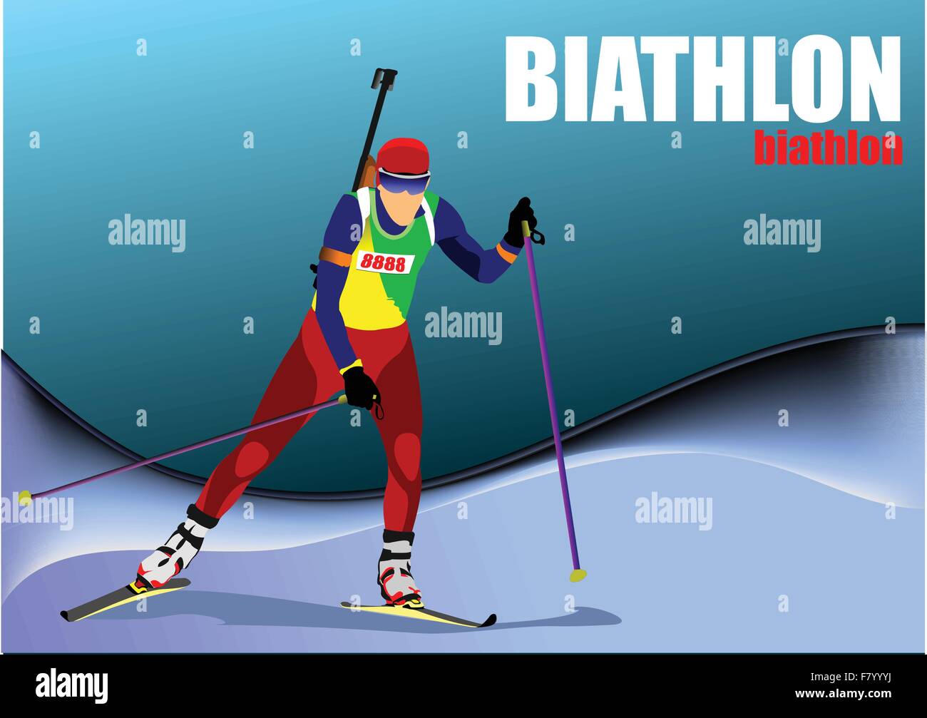 Biathlon runner colored silhouettes. Vector illustration Stock Vector ...