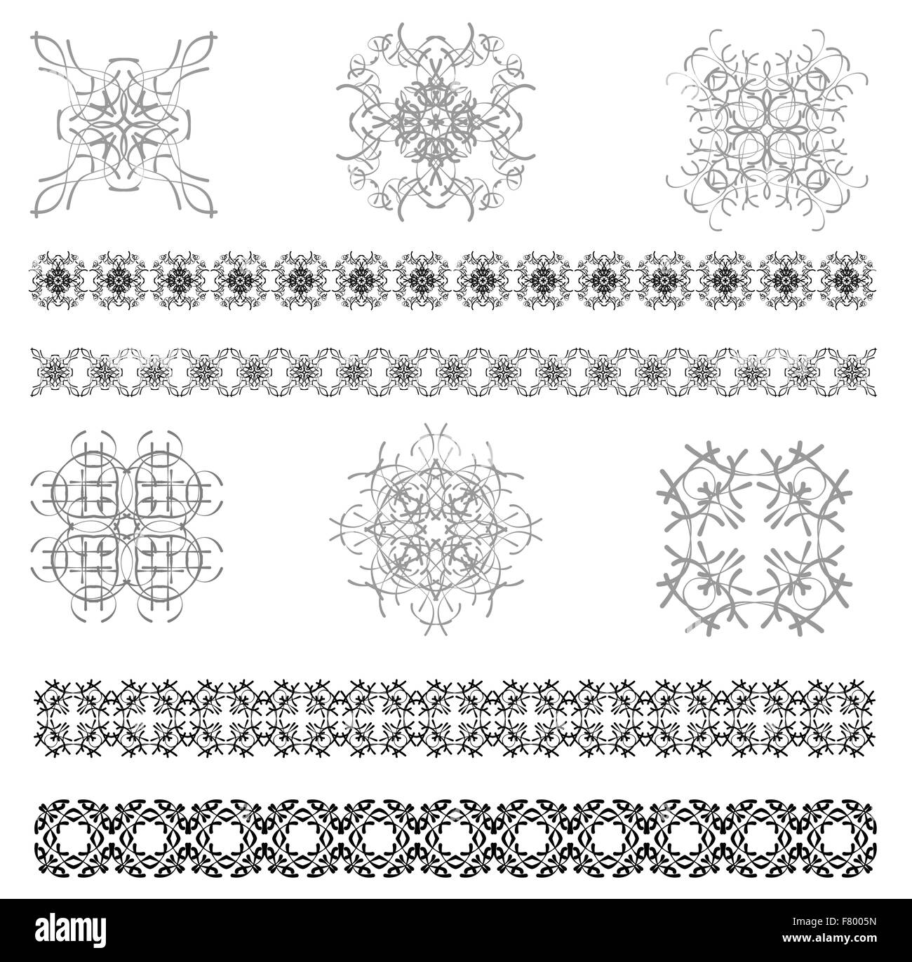 Collection of Ornamental Rule Lines in Different Design styles Stock ...
