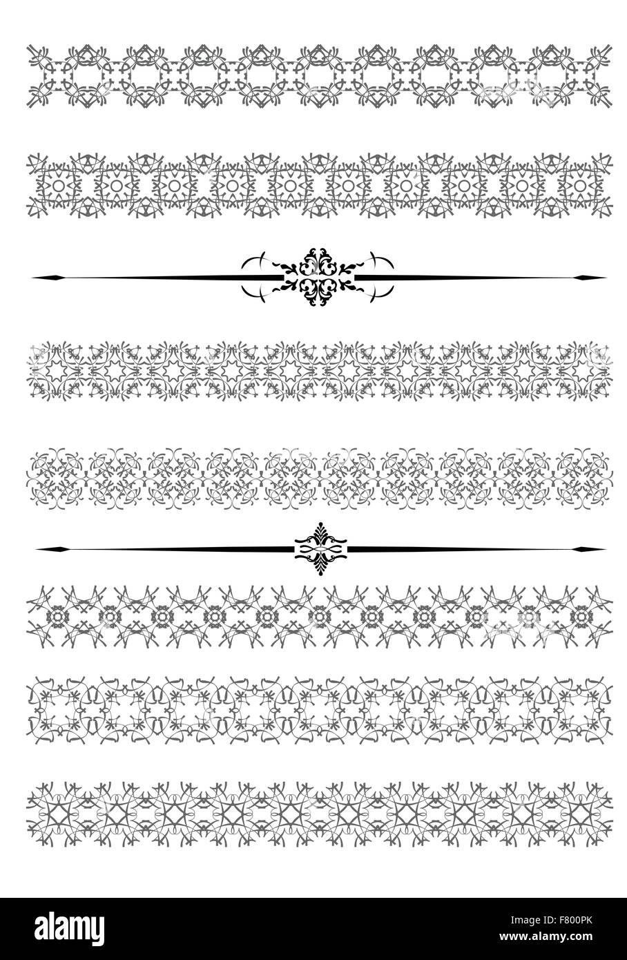 Collection of Ornamental Rule Lines in Different Design styles Stock ...