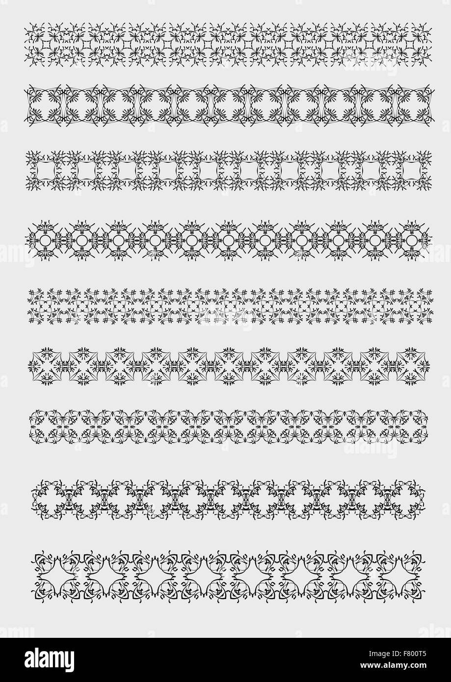 Collection of Ornamental Rule Lines in Different Design styles Stock ...