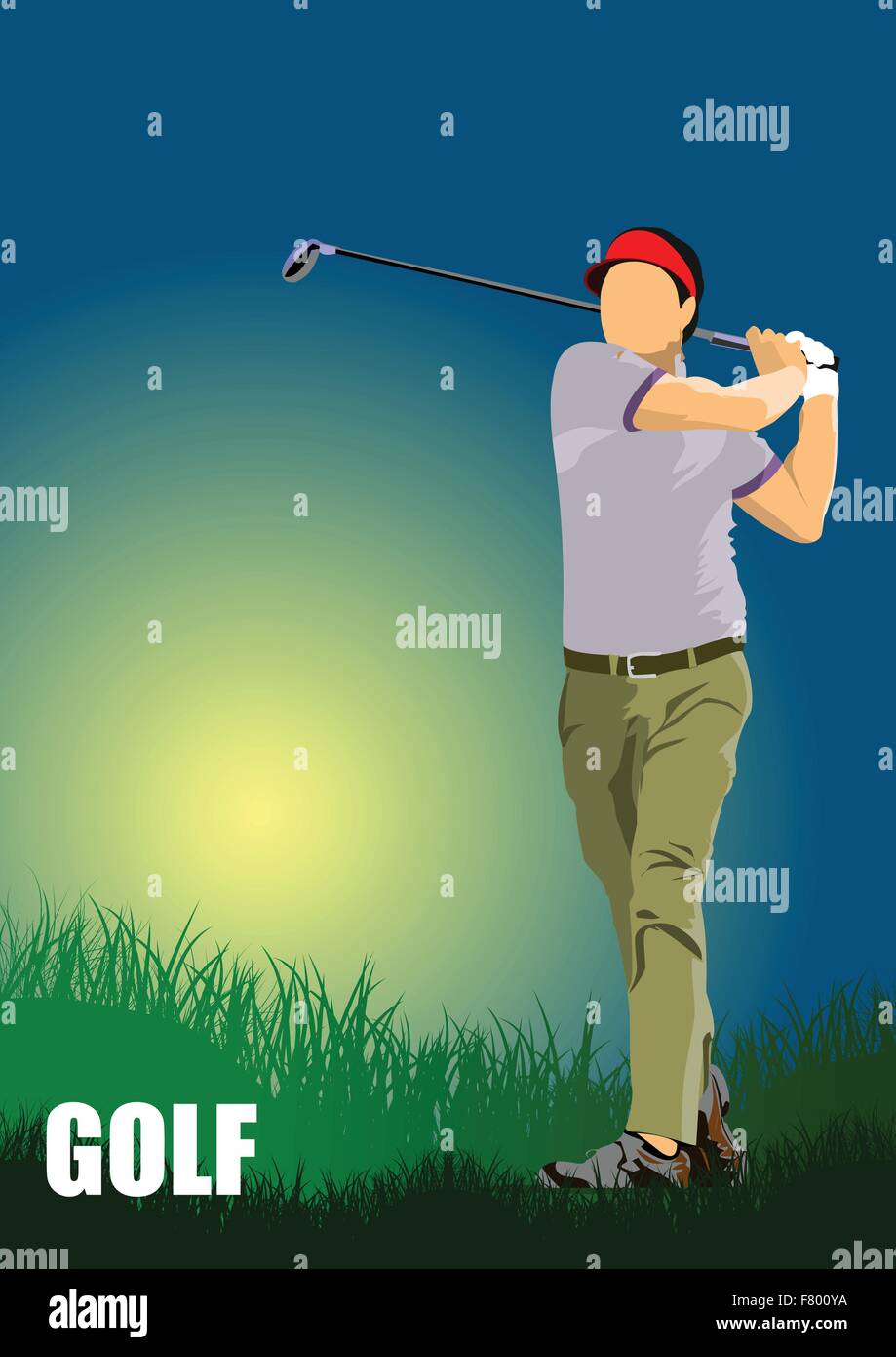 Golf player poster. Vector illustration Stock Vector Image & Art - Alamy