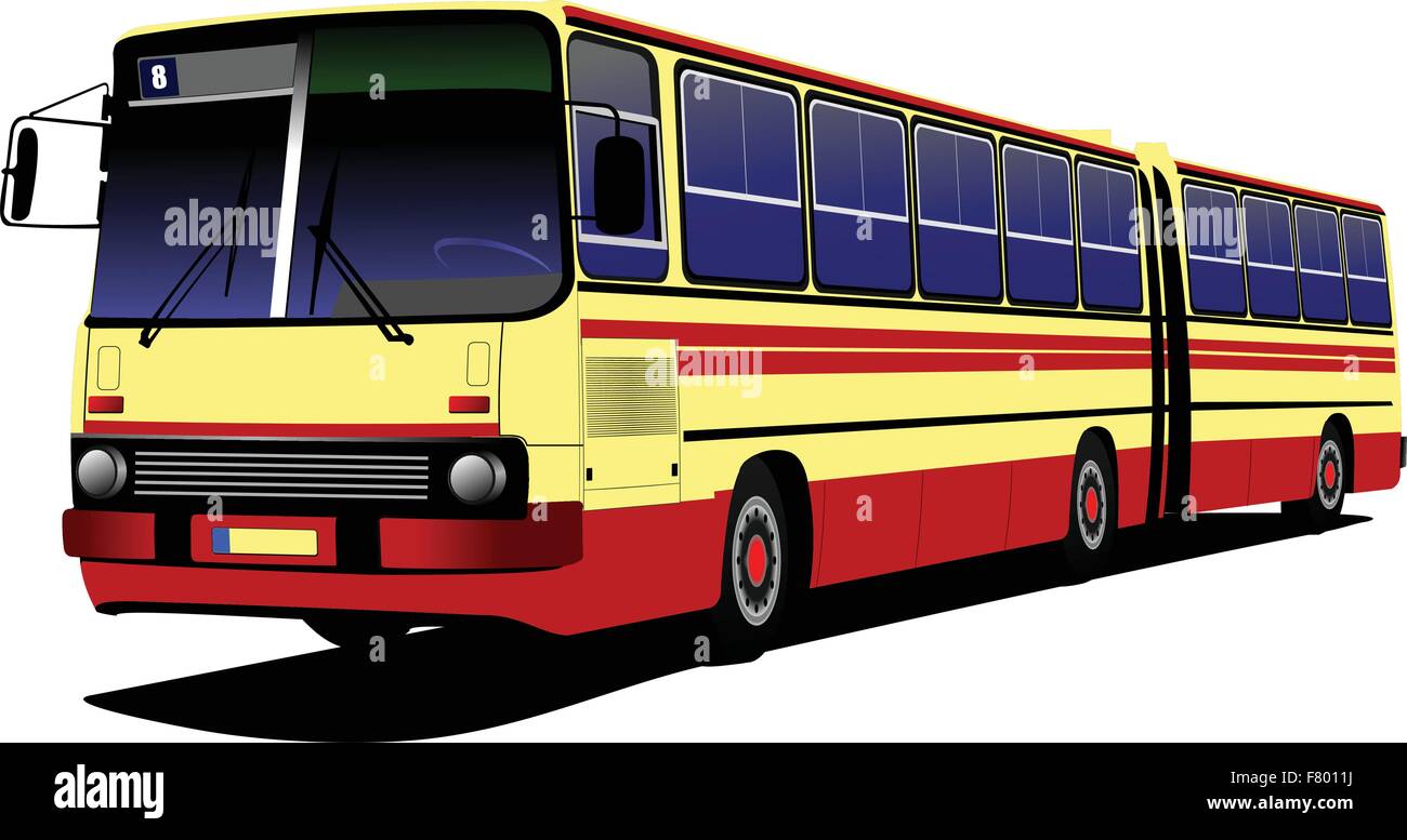Yellow-red city bus. Coach. Vector illustration Stock Vector Image ...