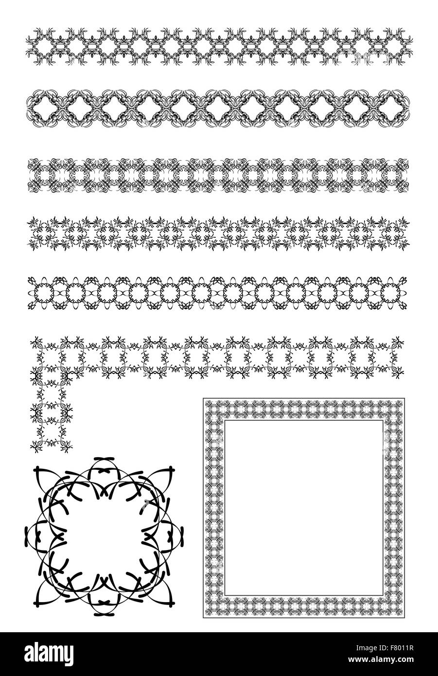 Collection of Ornamental Rule Lines, corners and frames in Diffe Stock ...