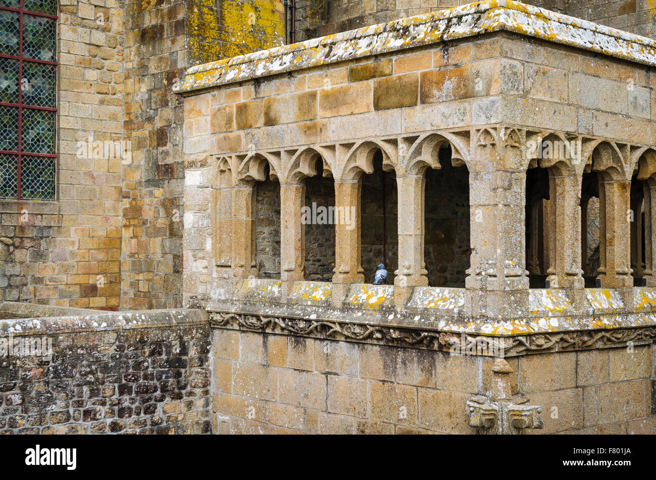 Abbey architecture, Mont Saint-Michel monastery, Normandy, France Stock ...