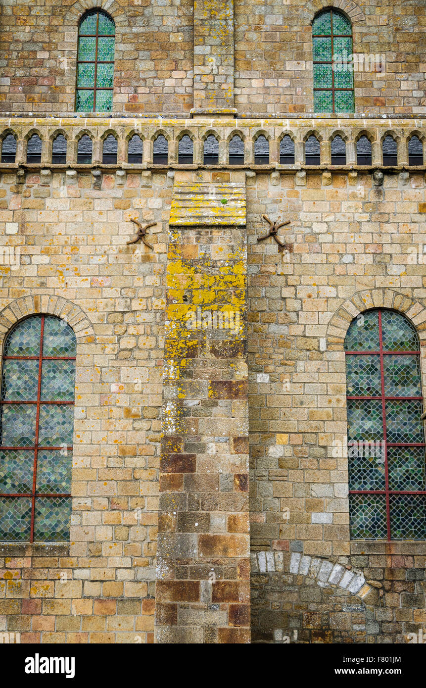 Abbey windows, Mont Saint-Michel monastery, Normandy, France Stock ...