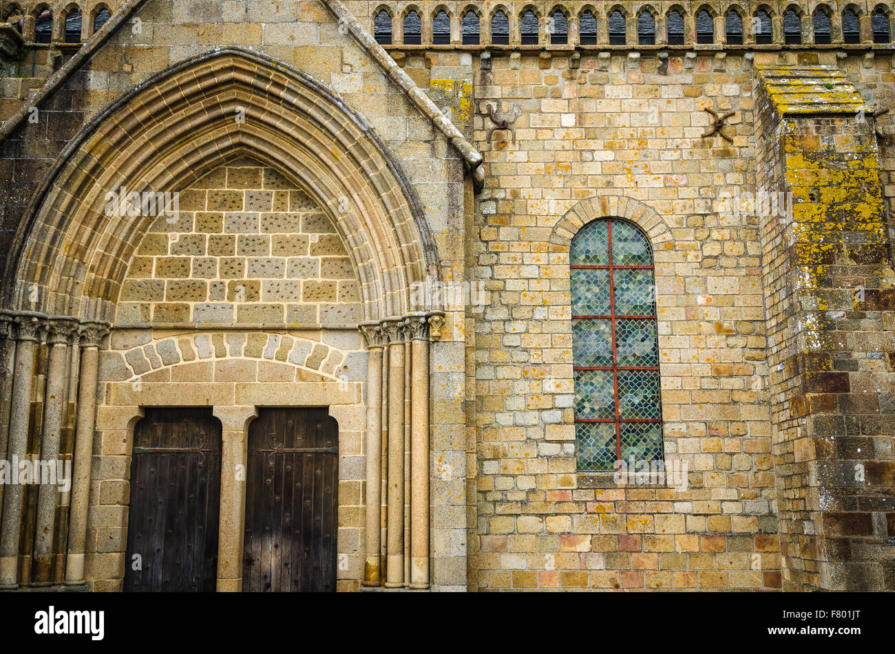 Abbey door, Mont Saint-Michel monastery, Normandy, France Stock Photo ...