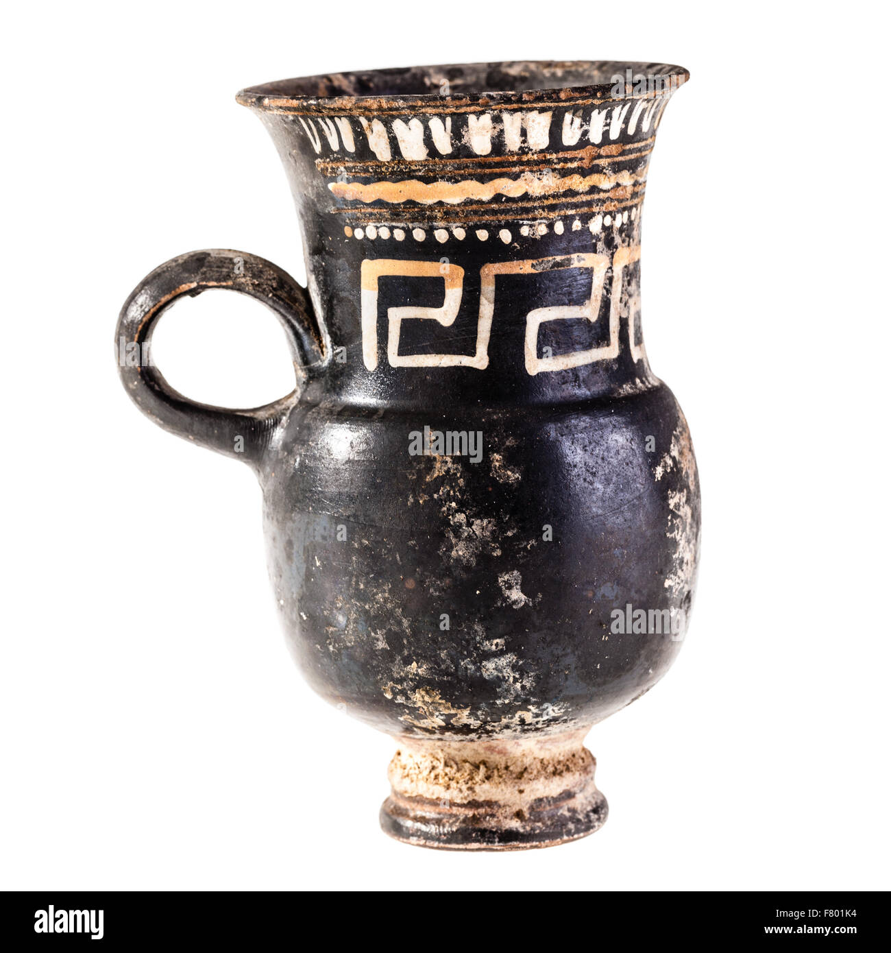 Apulian black pottery ancient canosan pitcher isolated over a white ...