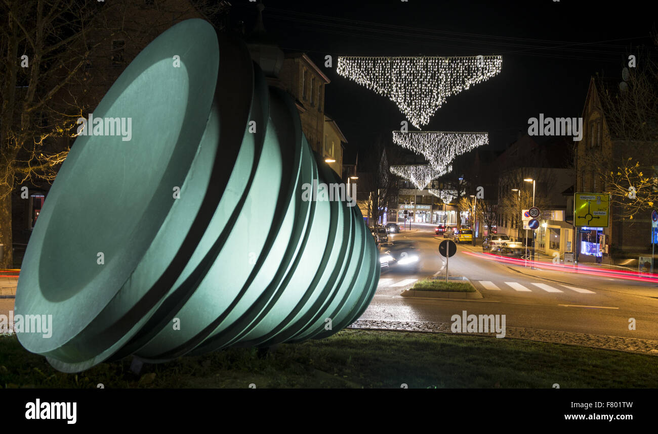 Eislingen, Germany. 3rd Dec, 2015. The Christmas lights in the centre ...