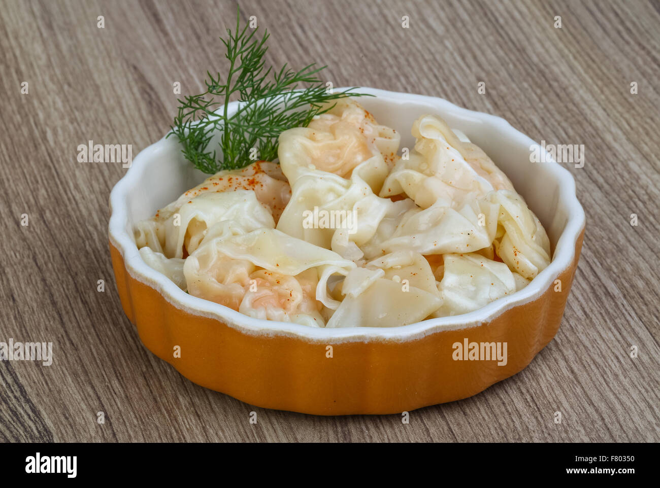 Shrimp wanton with dill leaves - traditional asian cusine Stock Photo ...