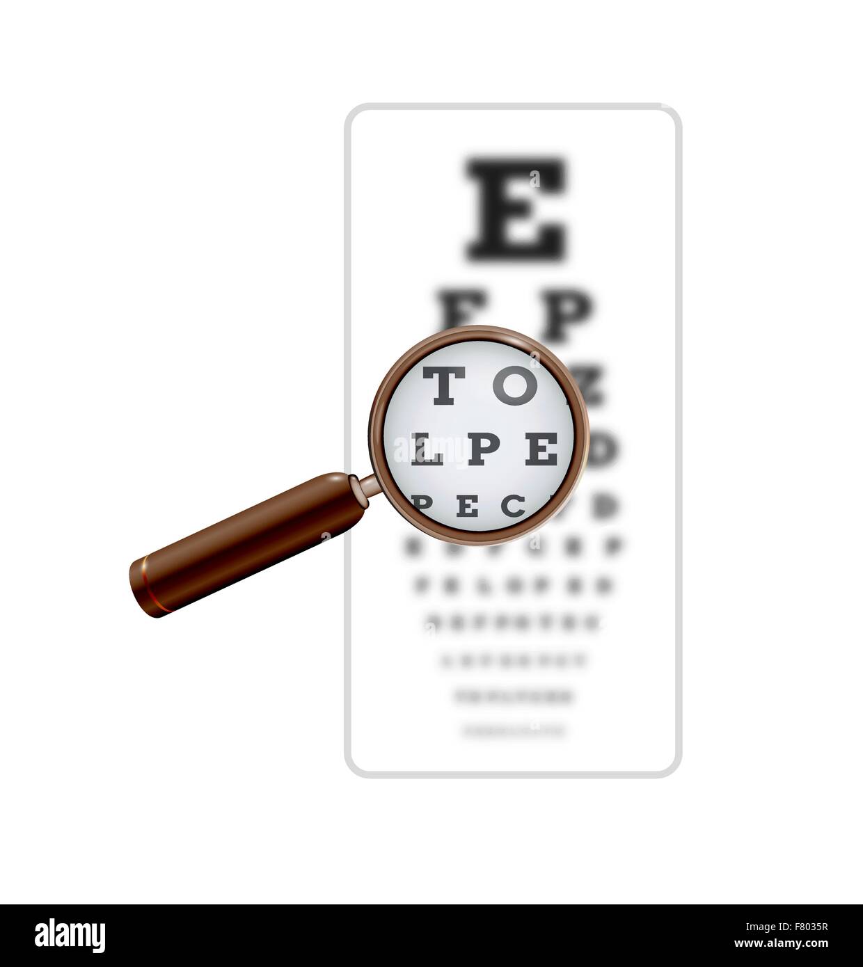 sharp and unsharp snellen chart with magnifying glass Stock Vector ...