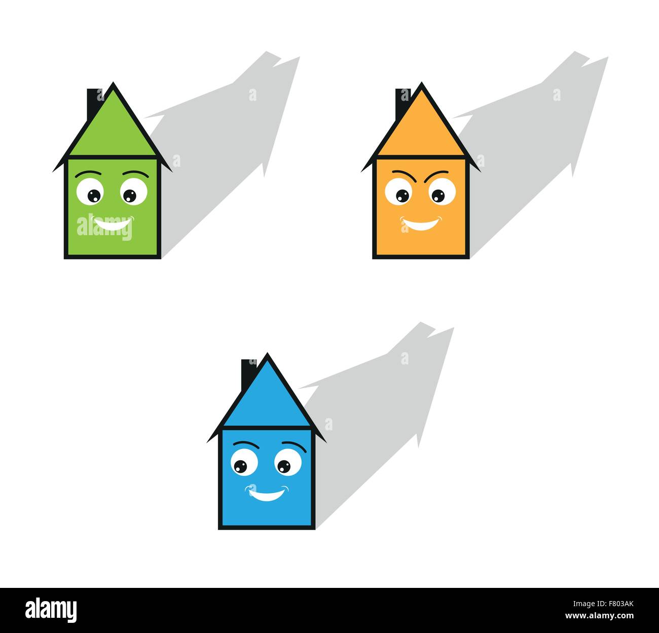 Three isolated houses Cut Out Stock Images & Pictures - Alamy
