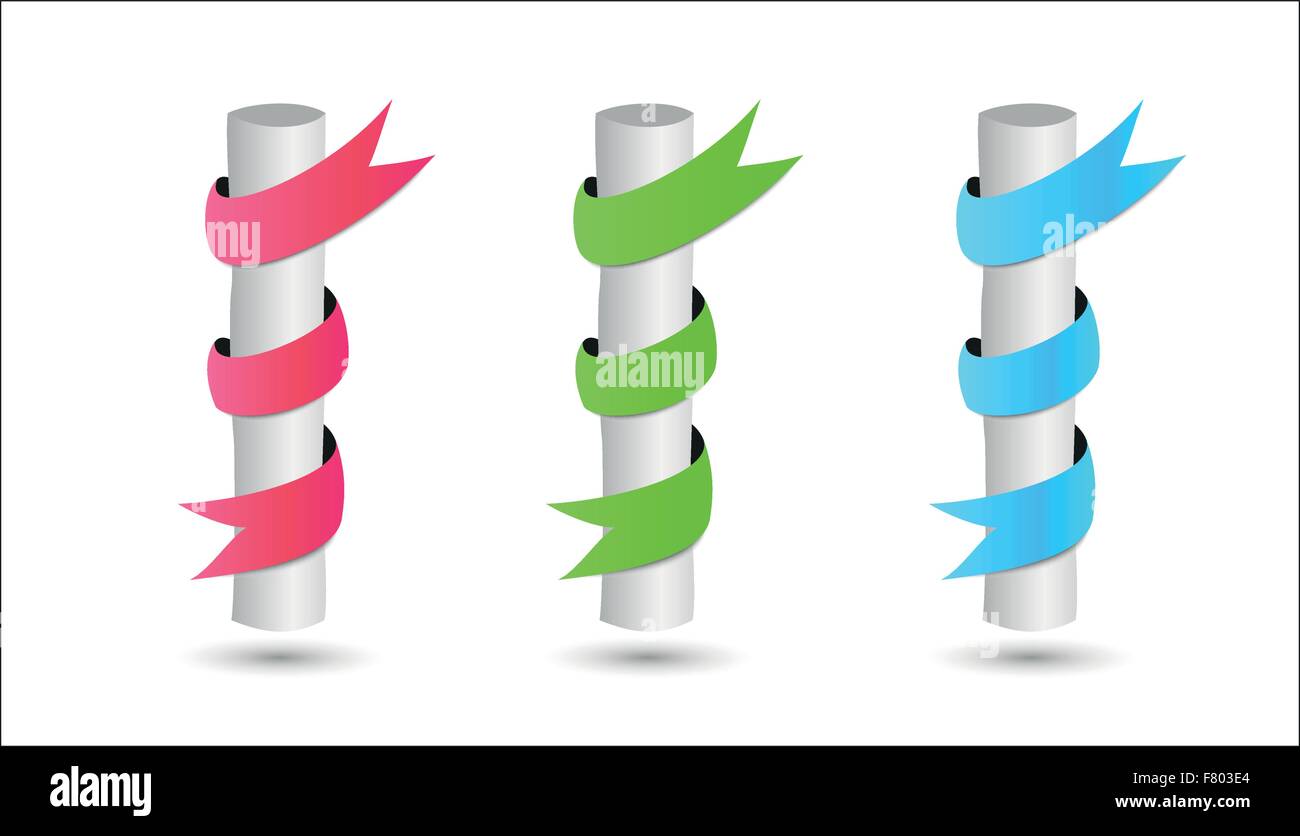 three steel rods wrapped by color ribbon Stock Vector Image & Art - Alamy