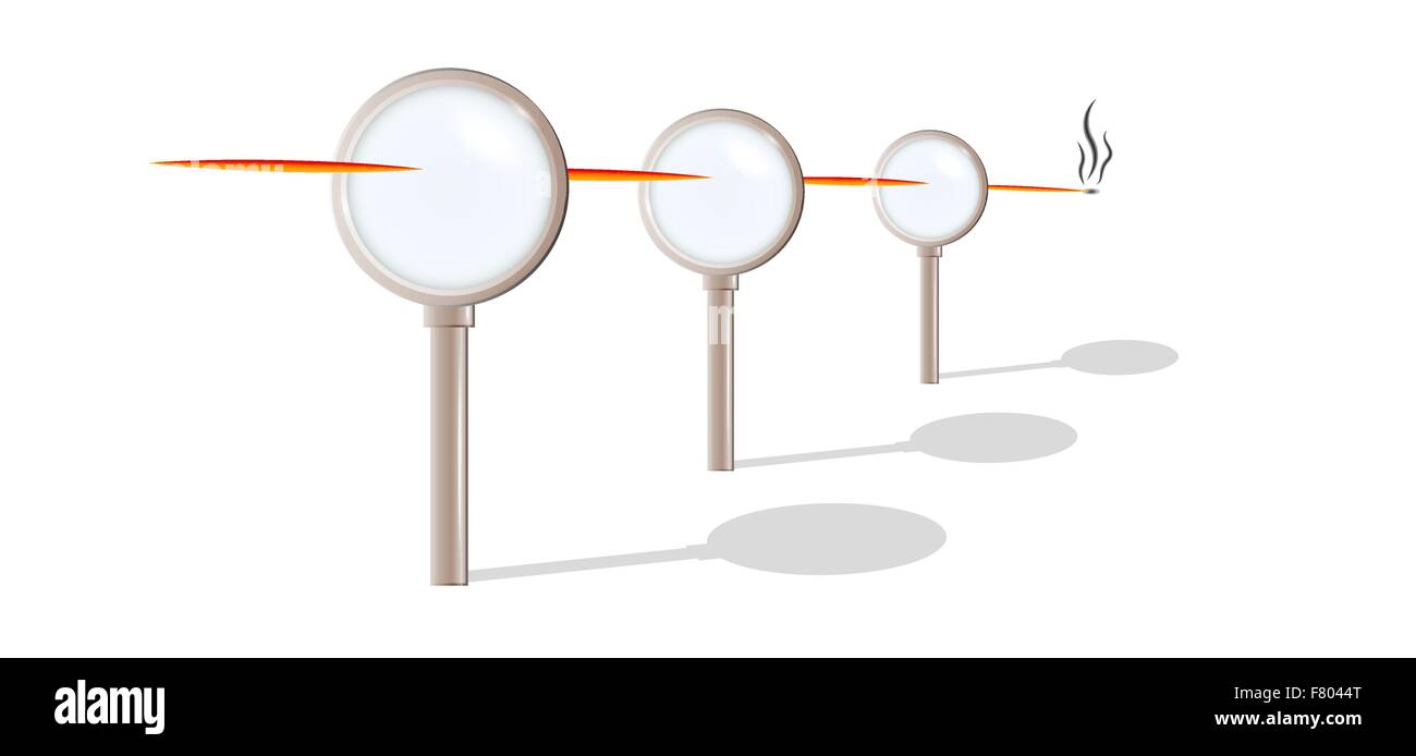 system of magnifying glasses and hot ray Stock Vector Image & Art - Alamy