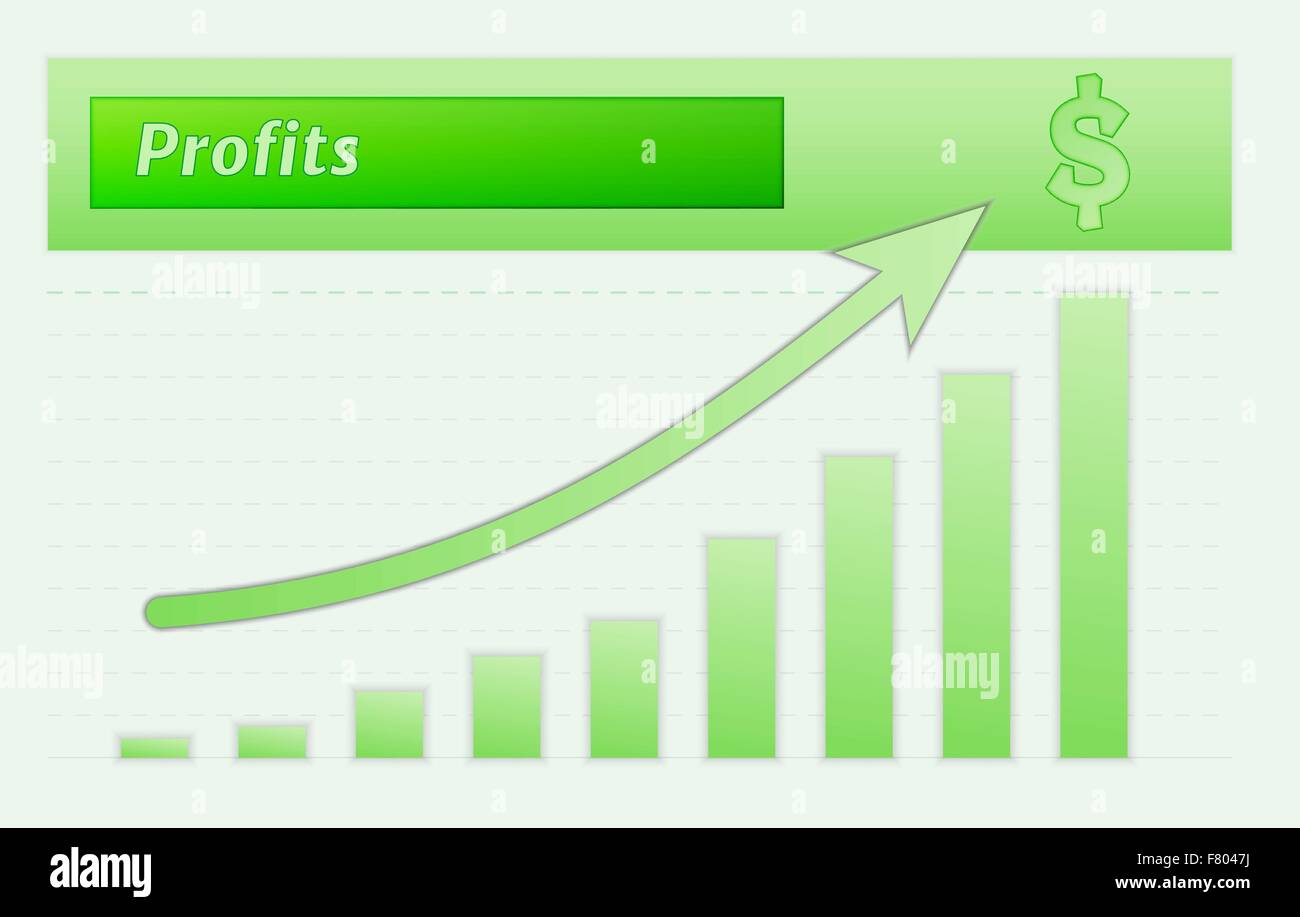 green lined graph with arrow representing growing profits Stock Vector ...