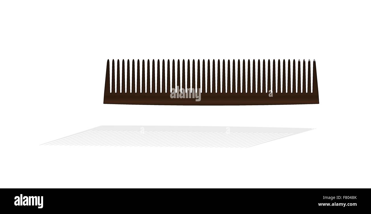 brown small comb with shadow on white background Stock Vector Image ...