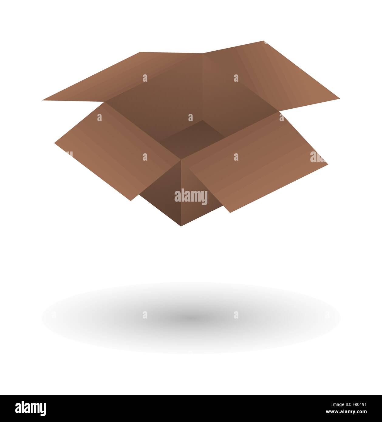 open brown paper box with shadow on white background Stock Vector Image ...