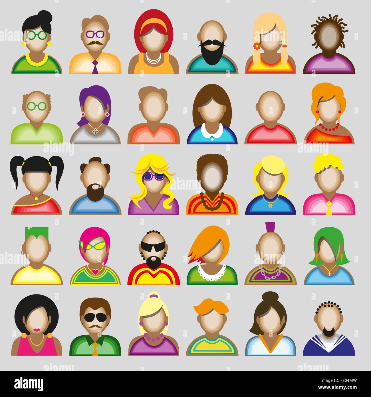 Creative modern icons avatars with men and women persons..Vector ...