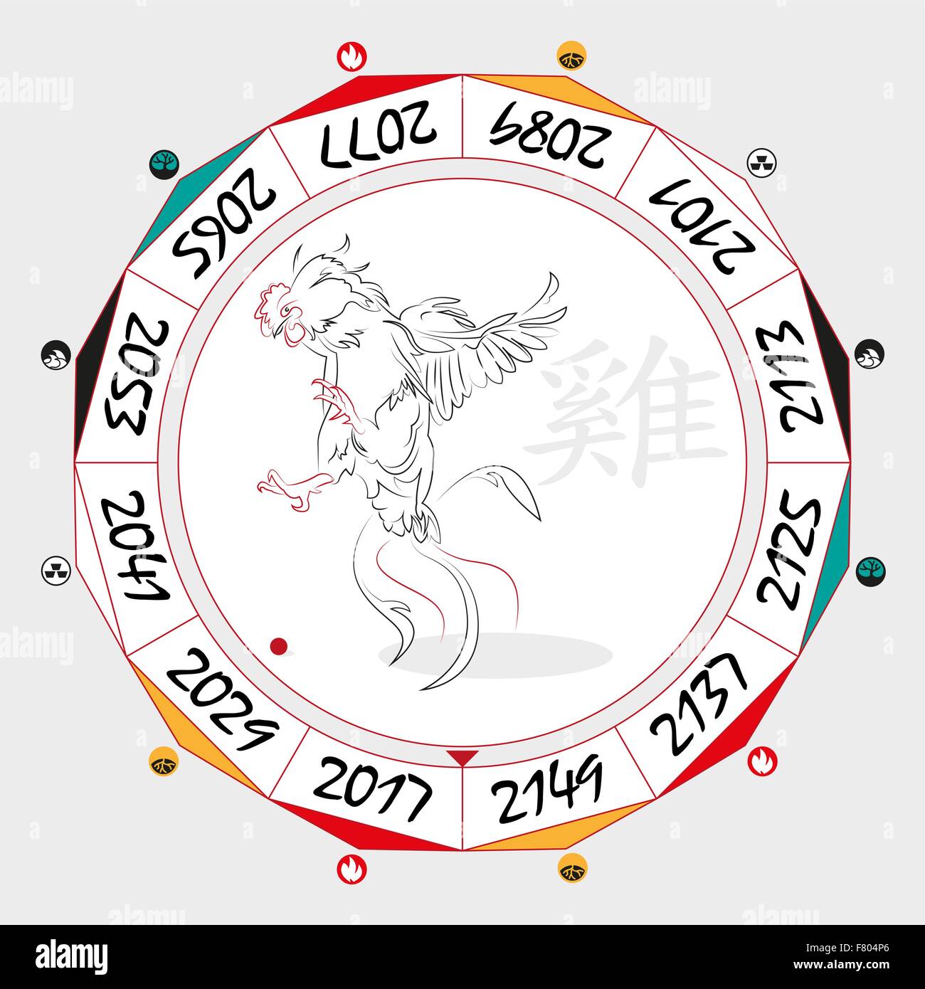 Chinese horoscope rooster Stock Vector Images - Alamy