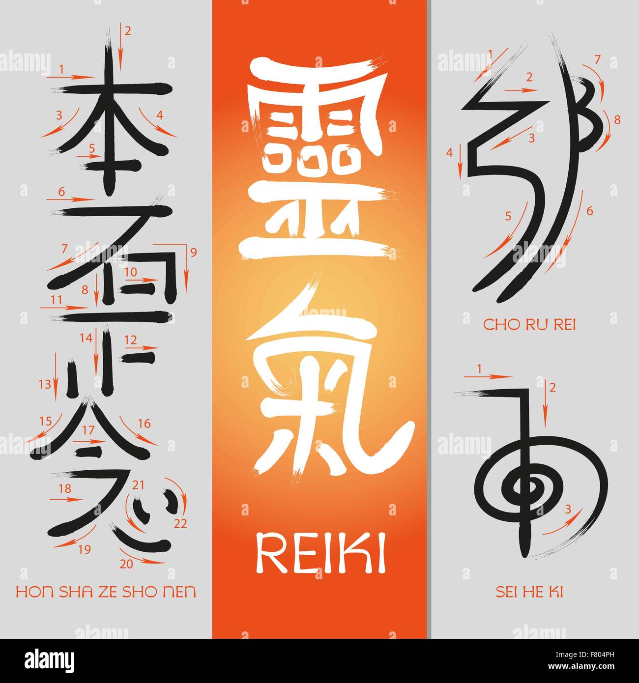 Three symbols of Reiki signs of light and spiritual practice. The ...