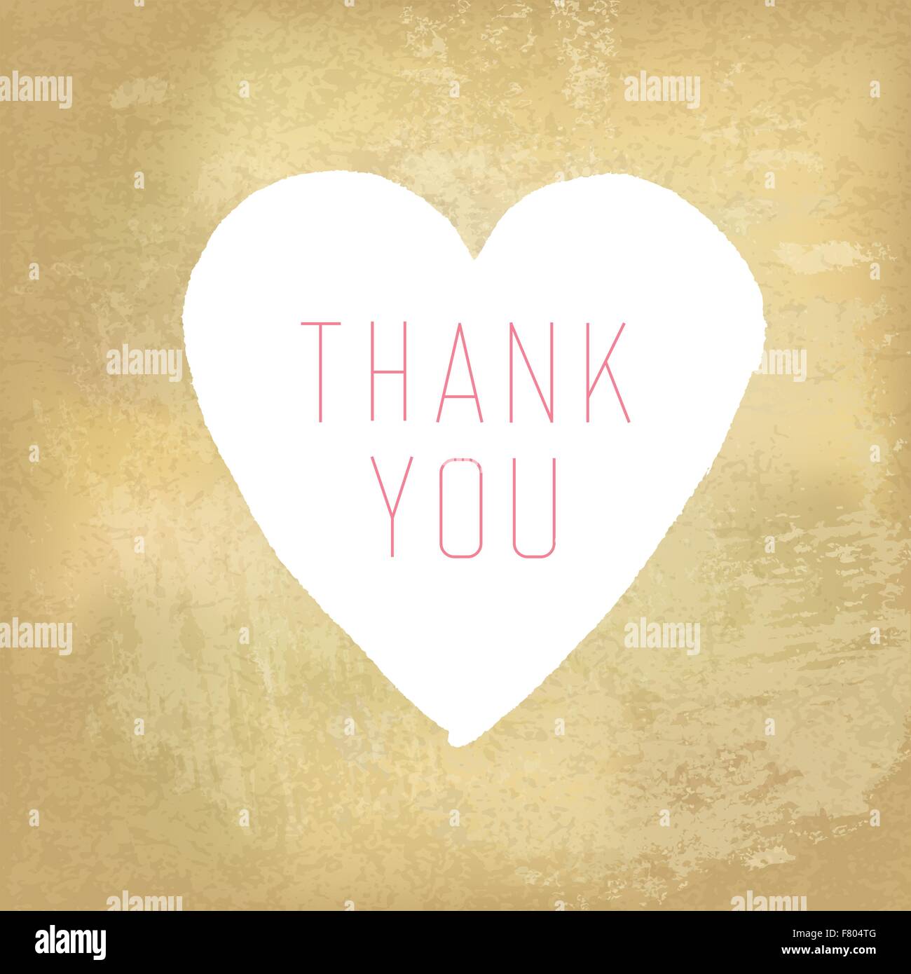 Thank You Card with Heart Symbol on Aged Paper Texture Stock Vector ...