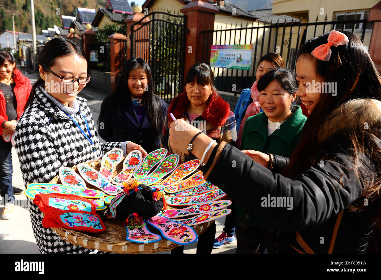 Hanzhong, China's Shaanxi Province. 2nd Dec, 2015. Craftswomen exchange ...