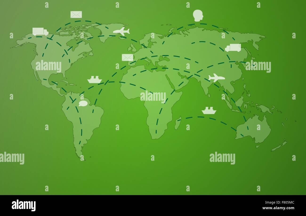 green worldmap with symbols Stock Vector Image & Art - Alamy