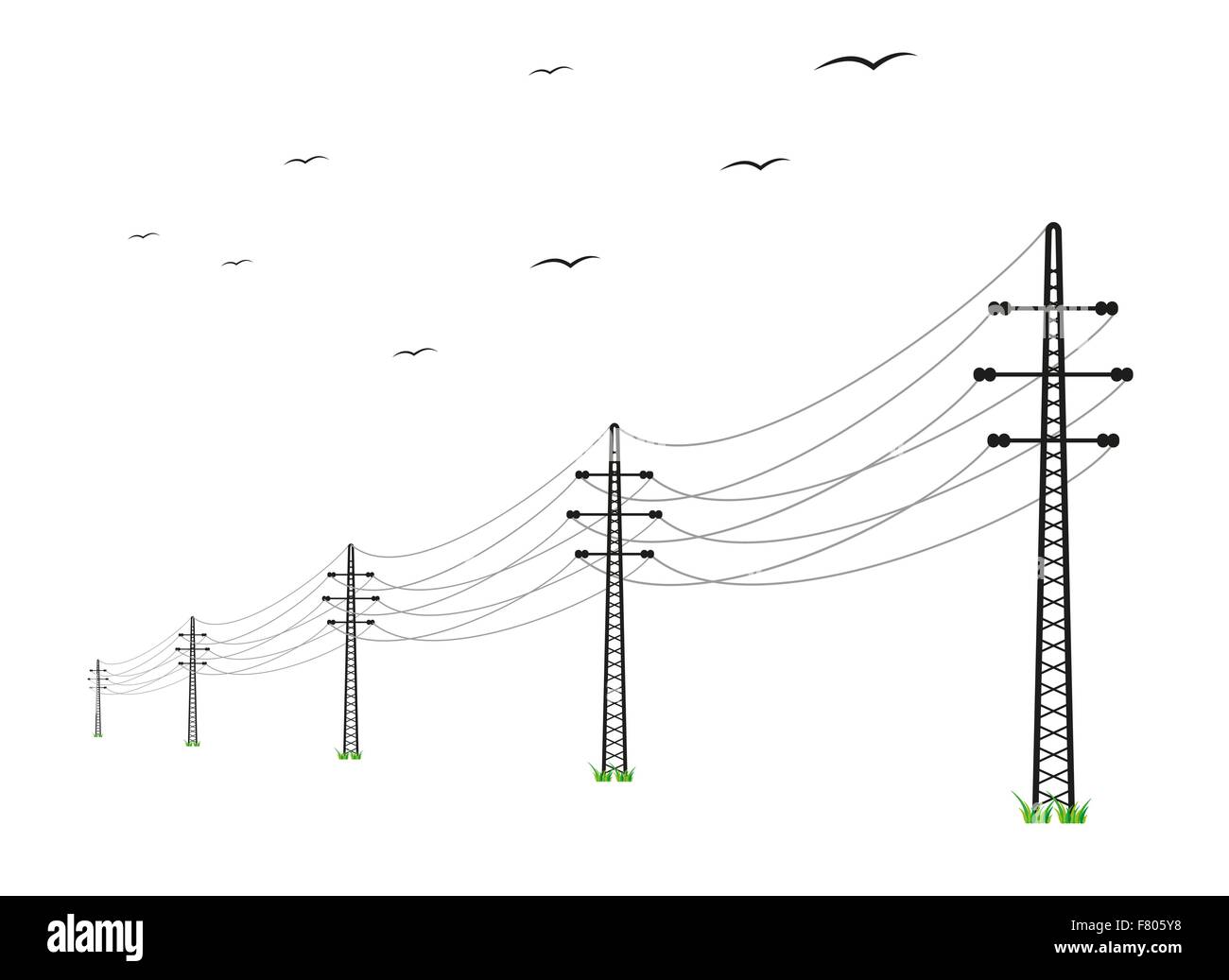 high voltage power lines Stock Vector Image & Art - Alamy