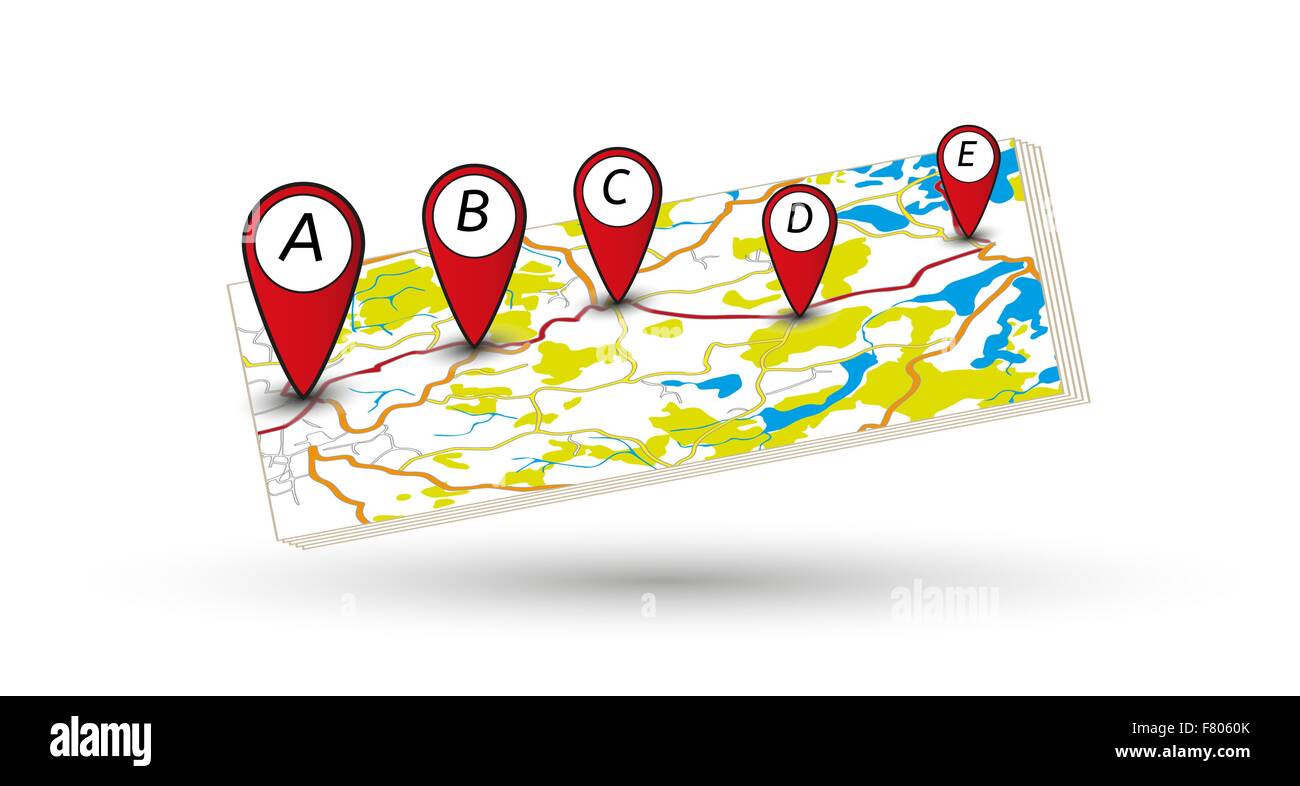 paper map and marks Stock Vector Image & Art - Alamy