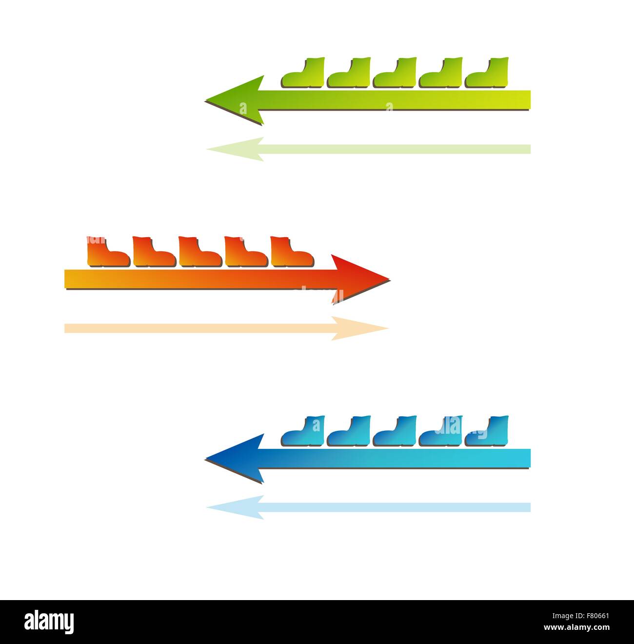 Walking route arrows Cut Out Stock Images & Pictures - Alamy
