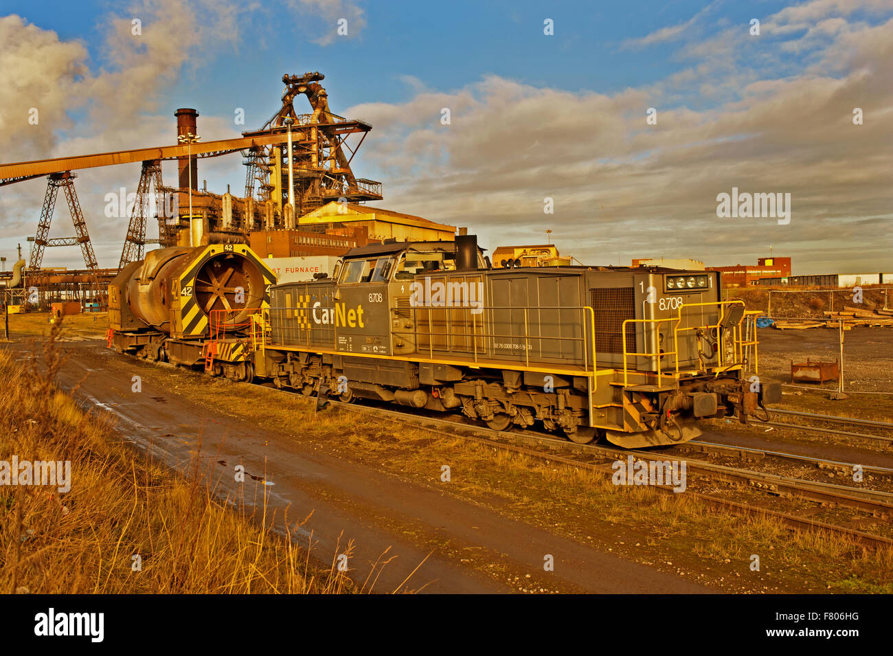 Molten Steel Torpedo Train at SSI Redcar Blast Furnace Stock Photo - Alamy