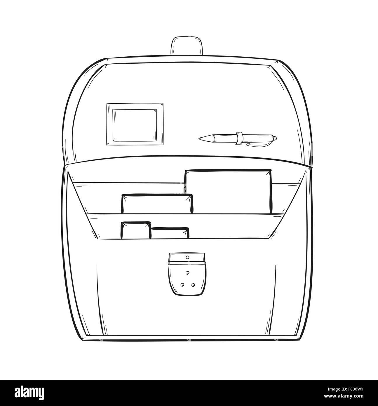 sketch of the open briefcase with documents Stock Vector Image & Art ...