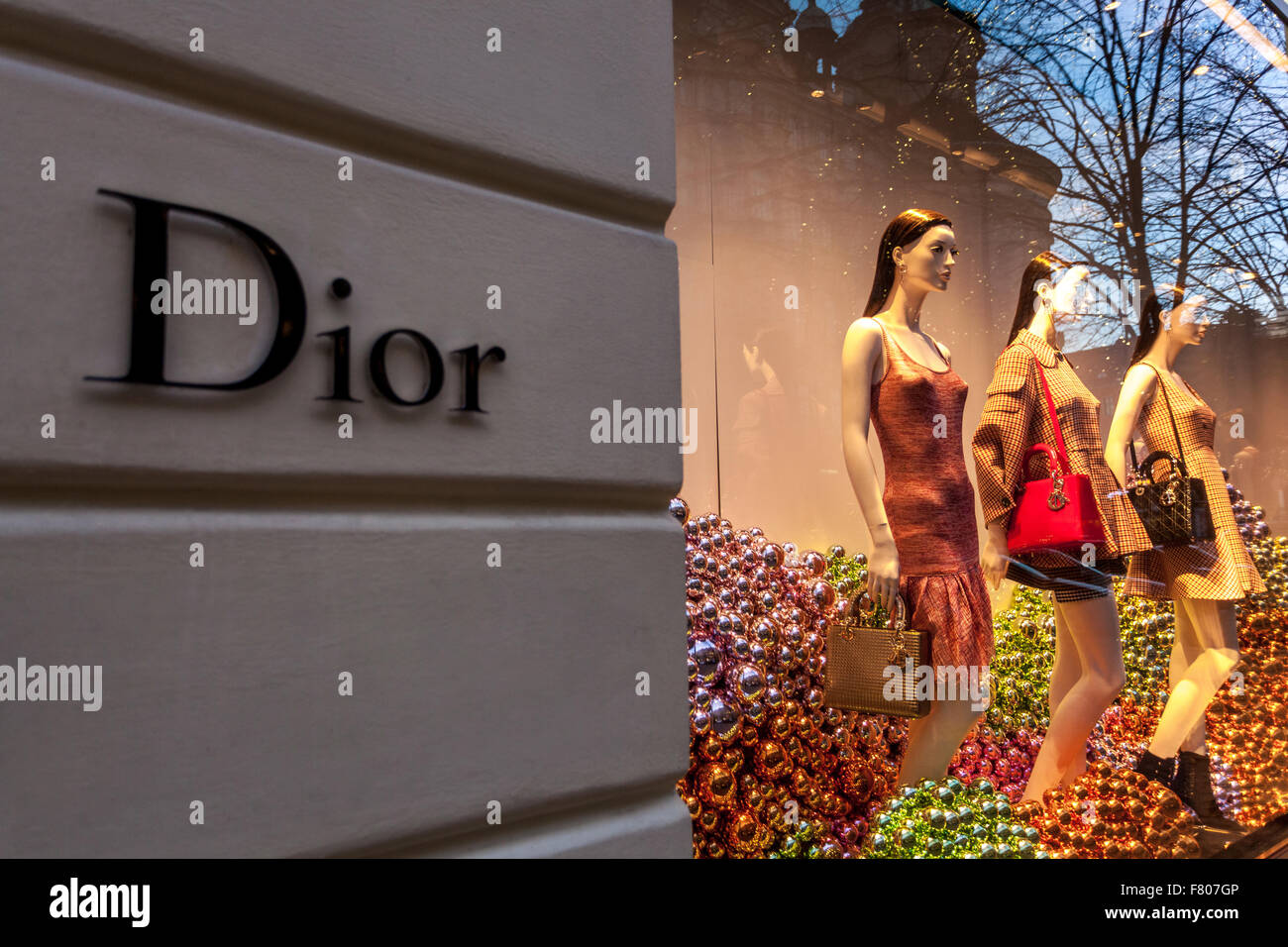 Luxury store sign Dior store in Parizska street Prague, Old Town, Czech ...