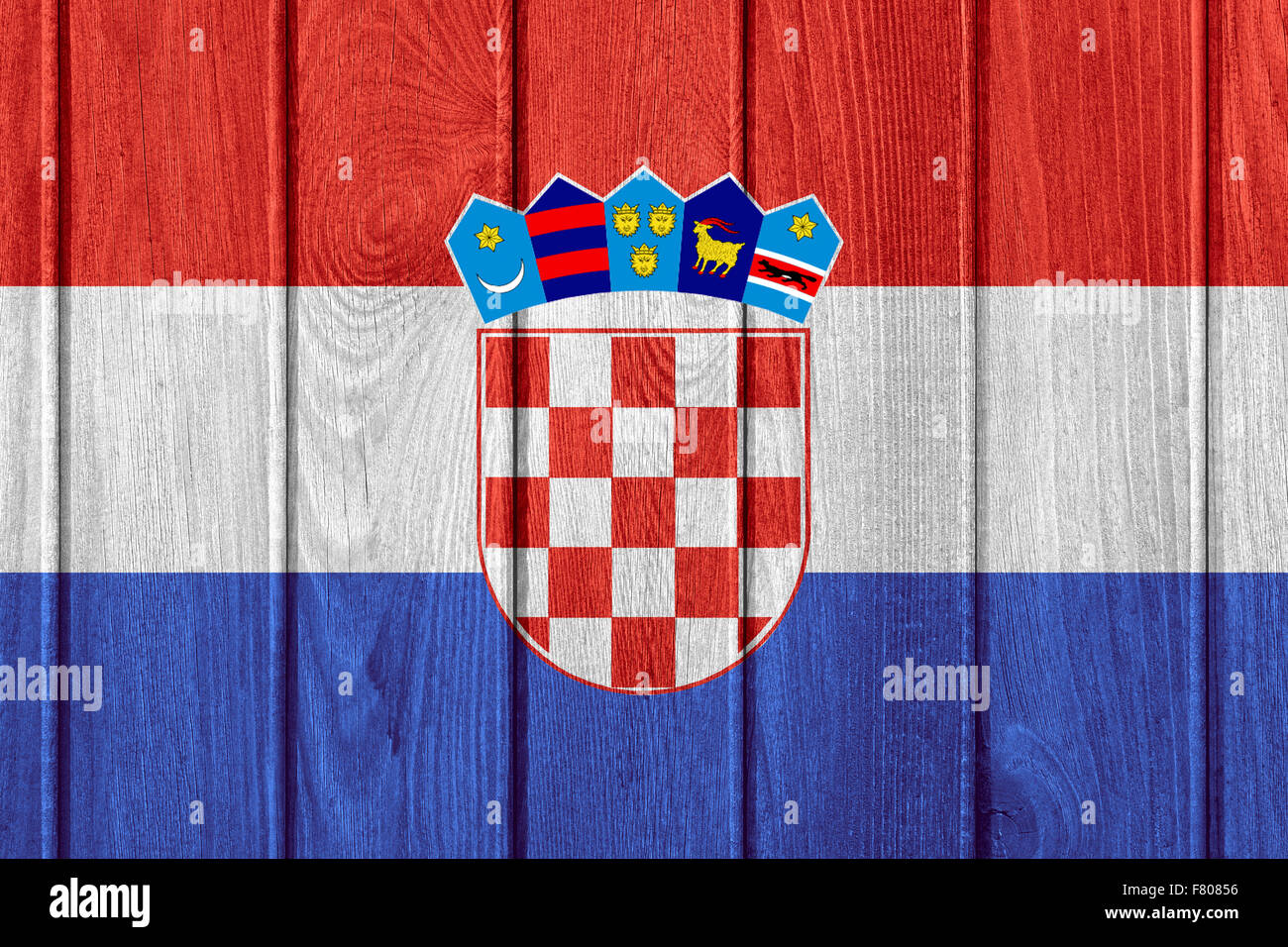 flag of Croatia or Croatian banner on wooden background Stock Photo - Alamy