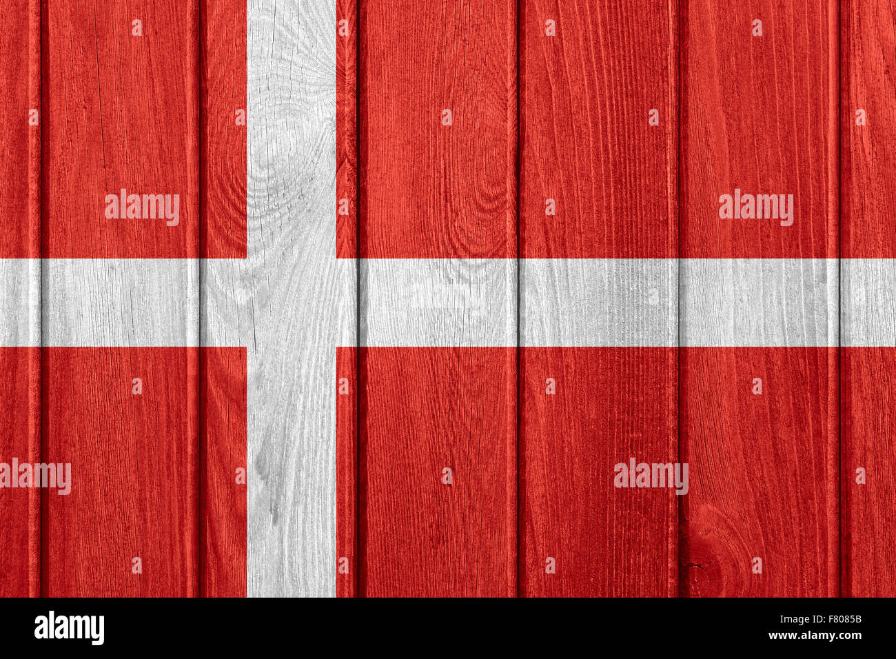 flag of Denmark or Danish banner on wooden background Stock Photo - Alamy