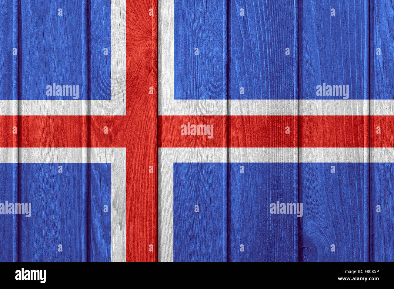 flag of Iceland or Icelandic banner on wooden background Stock Photo ...