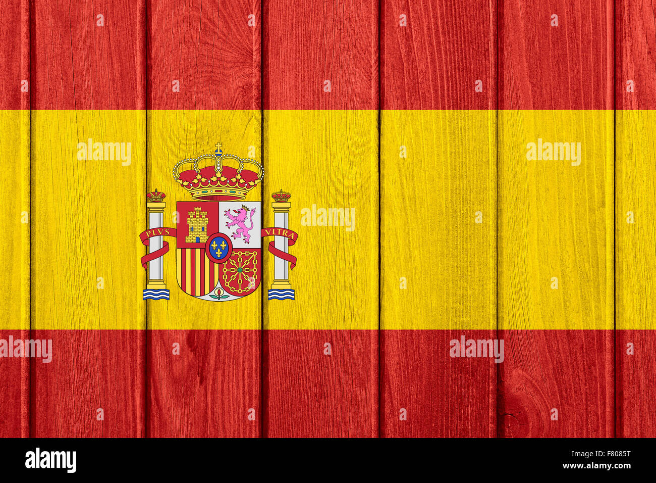 flag of Spain or Spanish banner on wooden background Stock Photo - Alamy