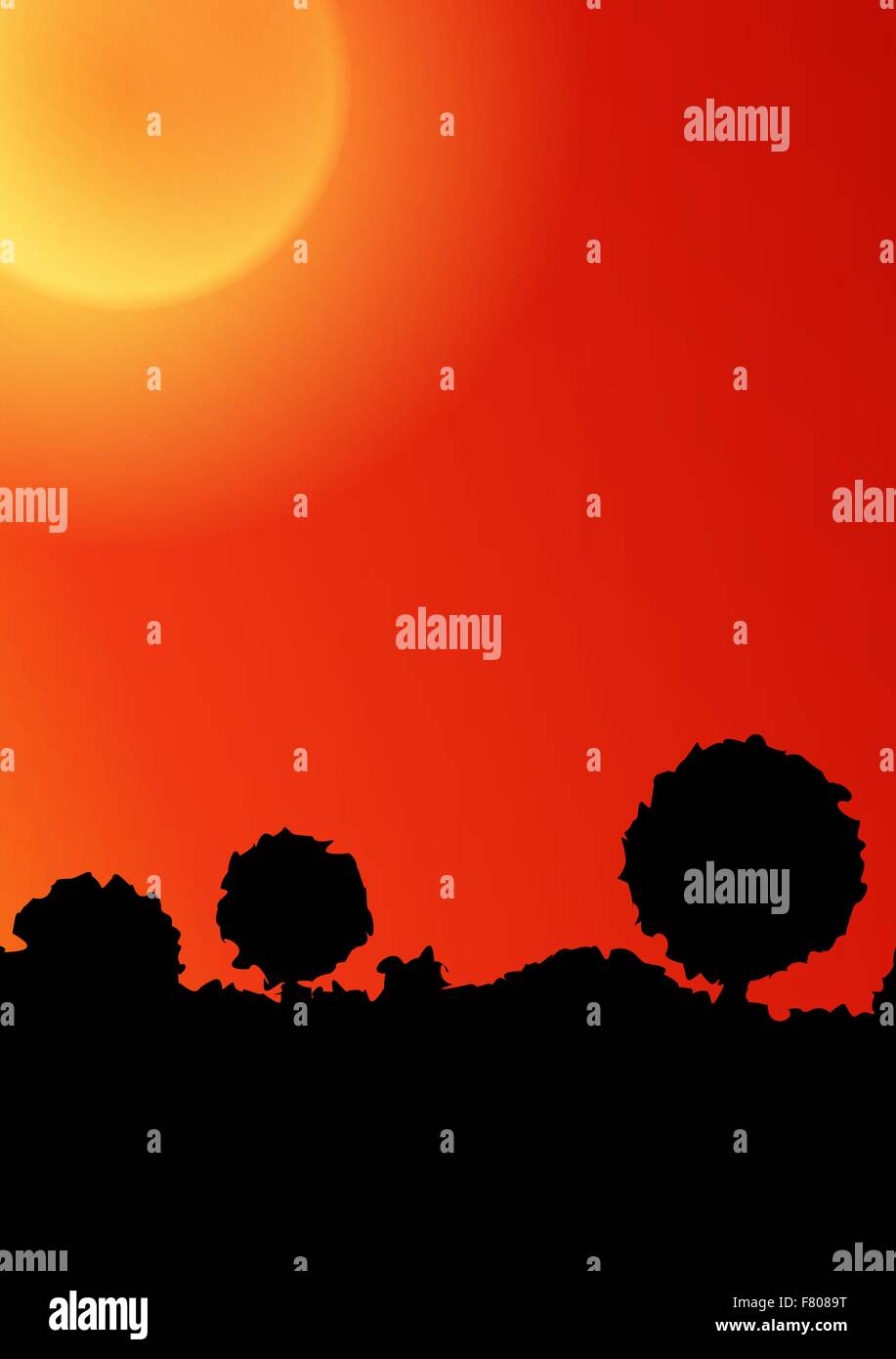 Sunset sky silhouette Stock Vector Images - Alamy