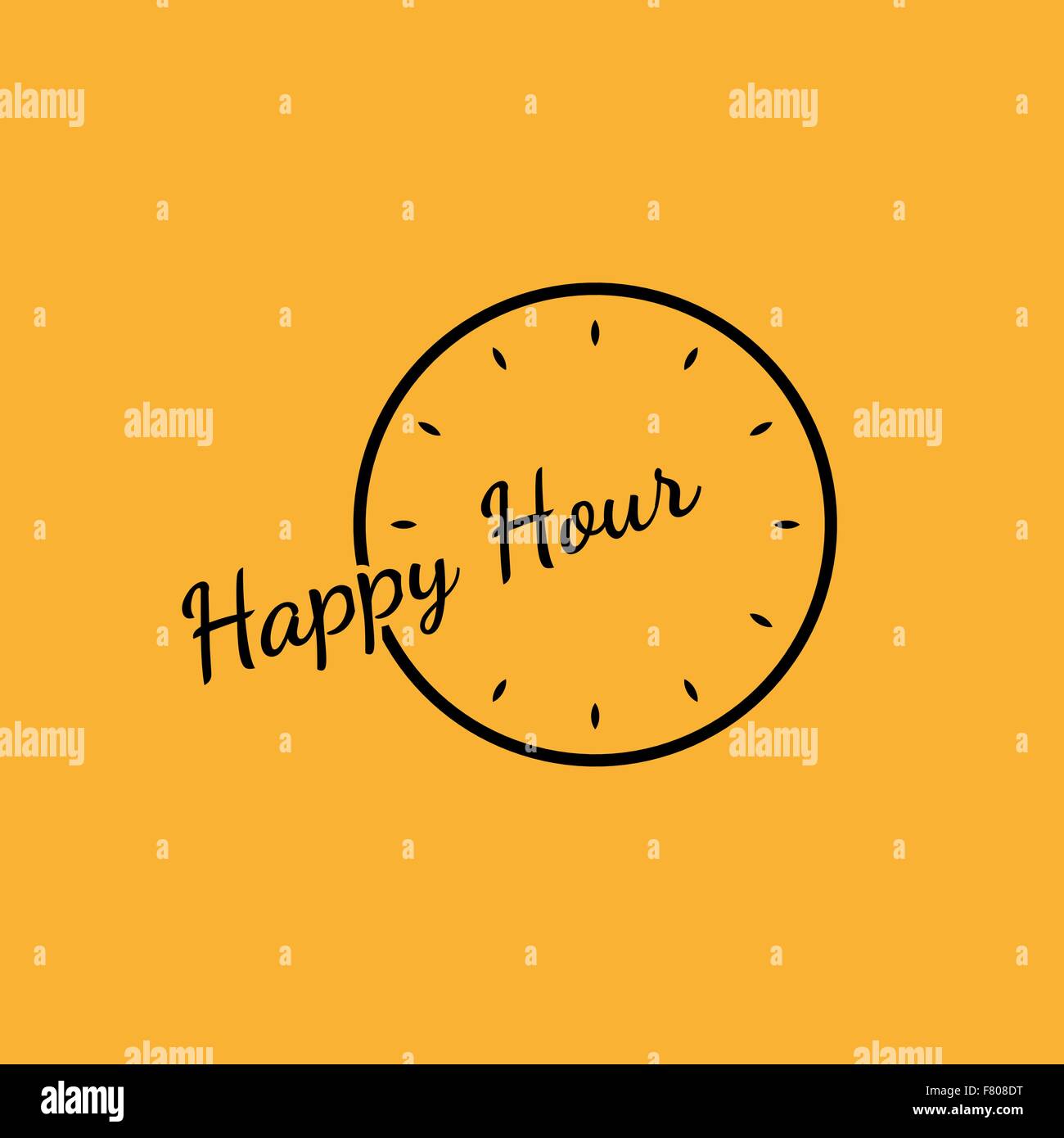 happy hour background with clock Stock Vector Image & Art - Alamy