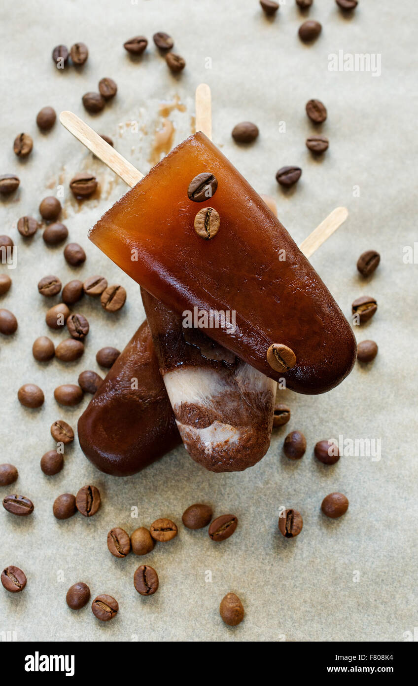 Homemade ice lolly with coffee beans Stock Photo - Alamy