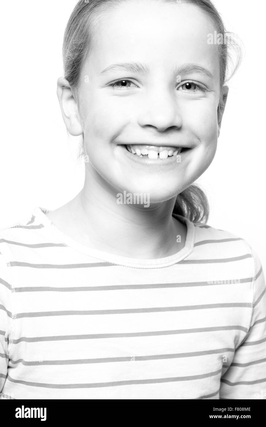 Portrait from a young girl in front of white background Stock Photo - Alamy